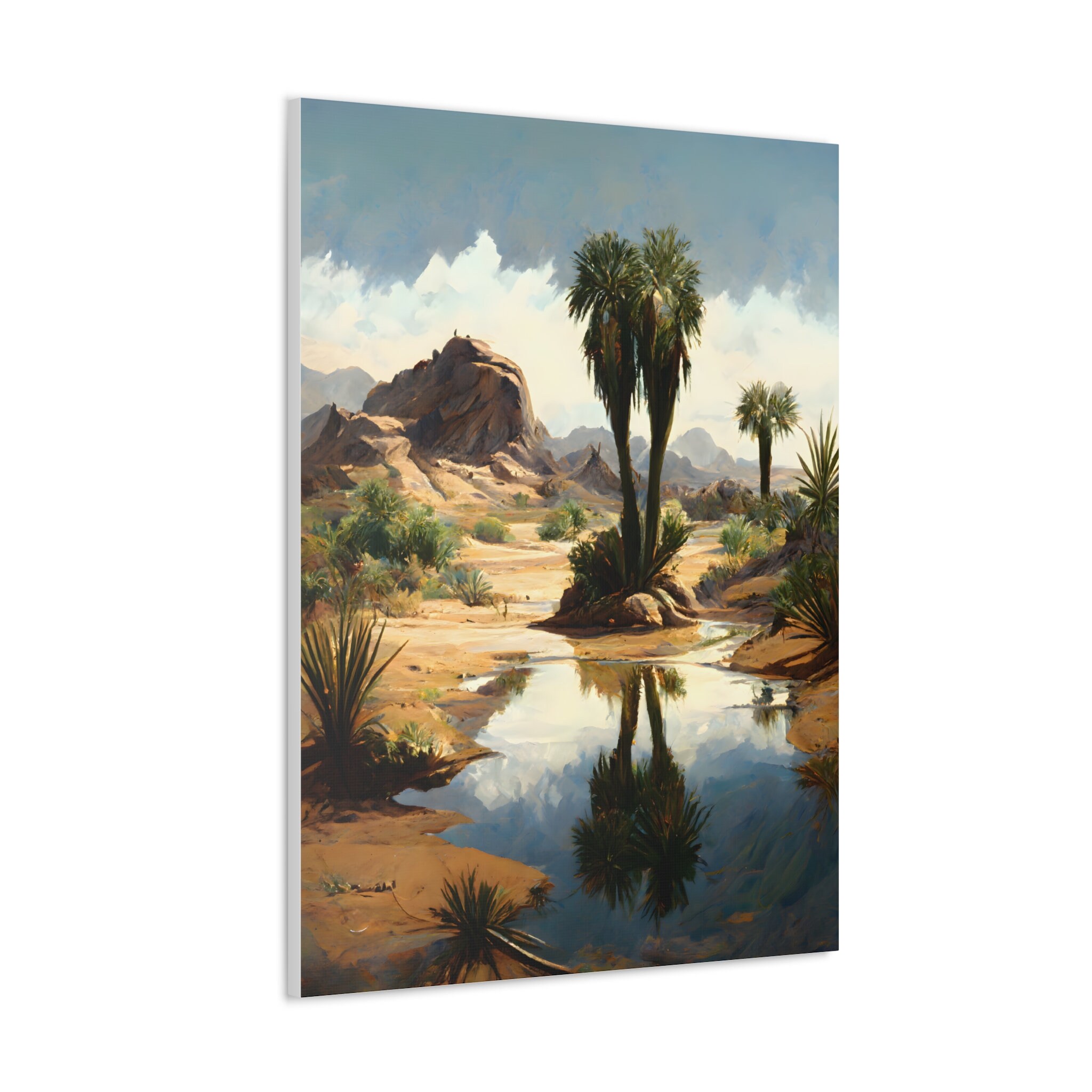 Small Oasis Canvas, Lush Desert, Green, Nature, Landscape, Digital Wall ...