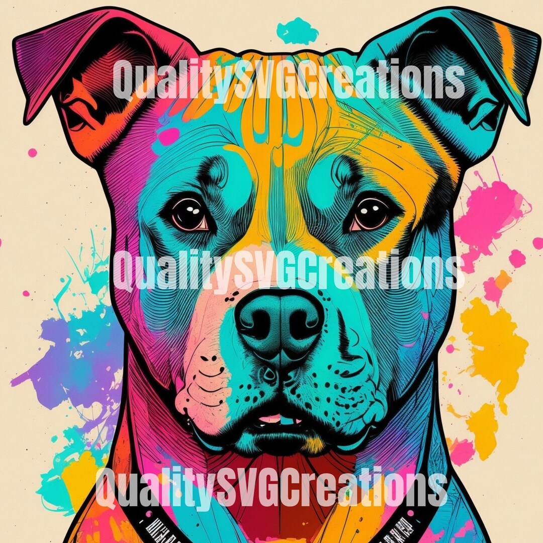 Colorful Pitbull Head SVG - Etsy