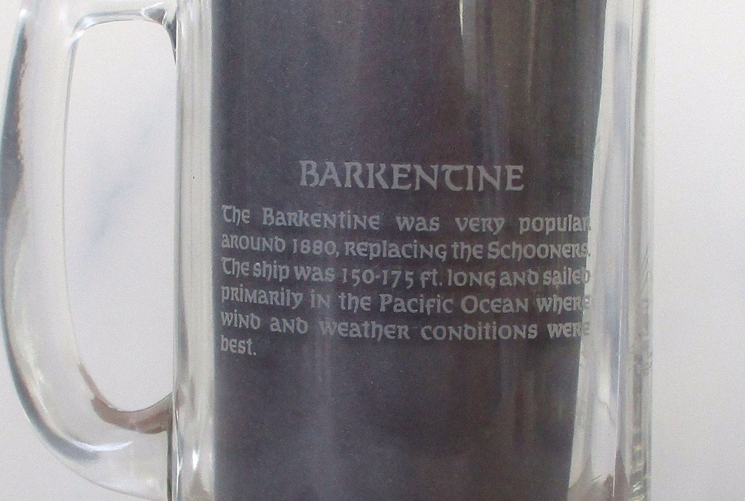 Vintage BARKENTINE Ship Etched Glass Beer Mug, Nautical Stein - Etsy
