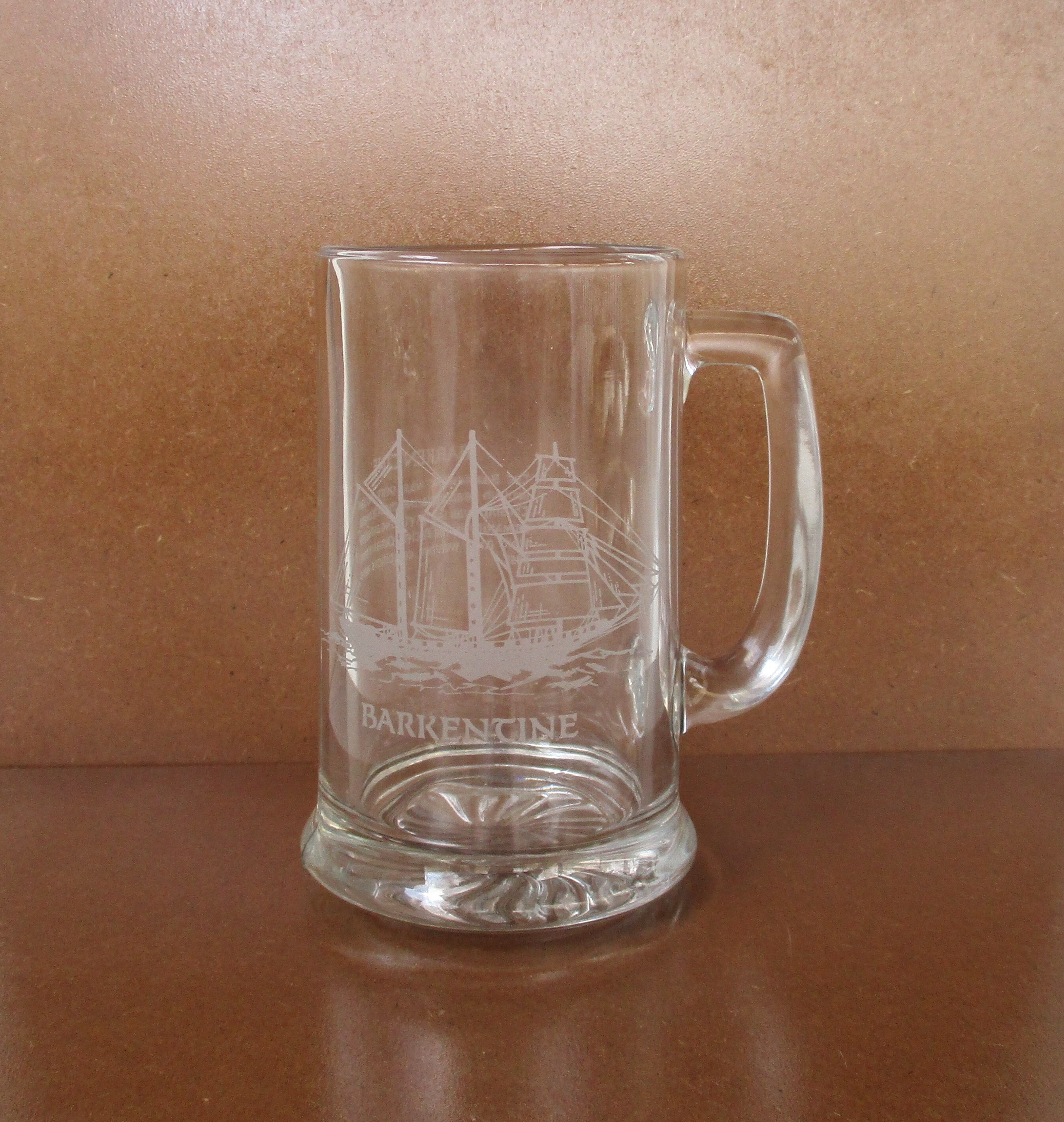 Vintage BARKENTINE Ship Etched Glass Beer Mug, Nautical Stein - Etsy