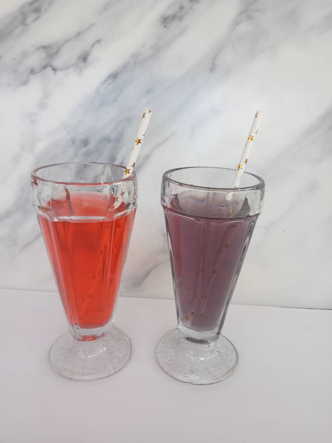 Vintage Milkshake Glasses Tall Set of Two(2) Vintage Malt Shake Glasses ...