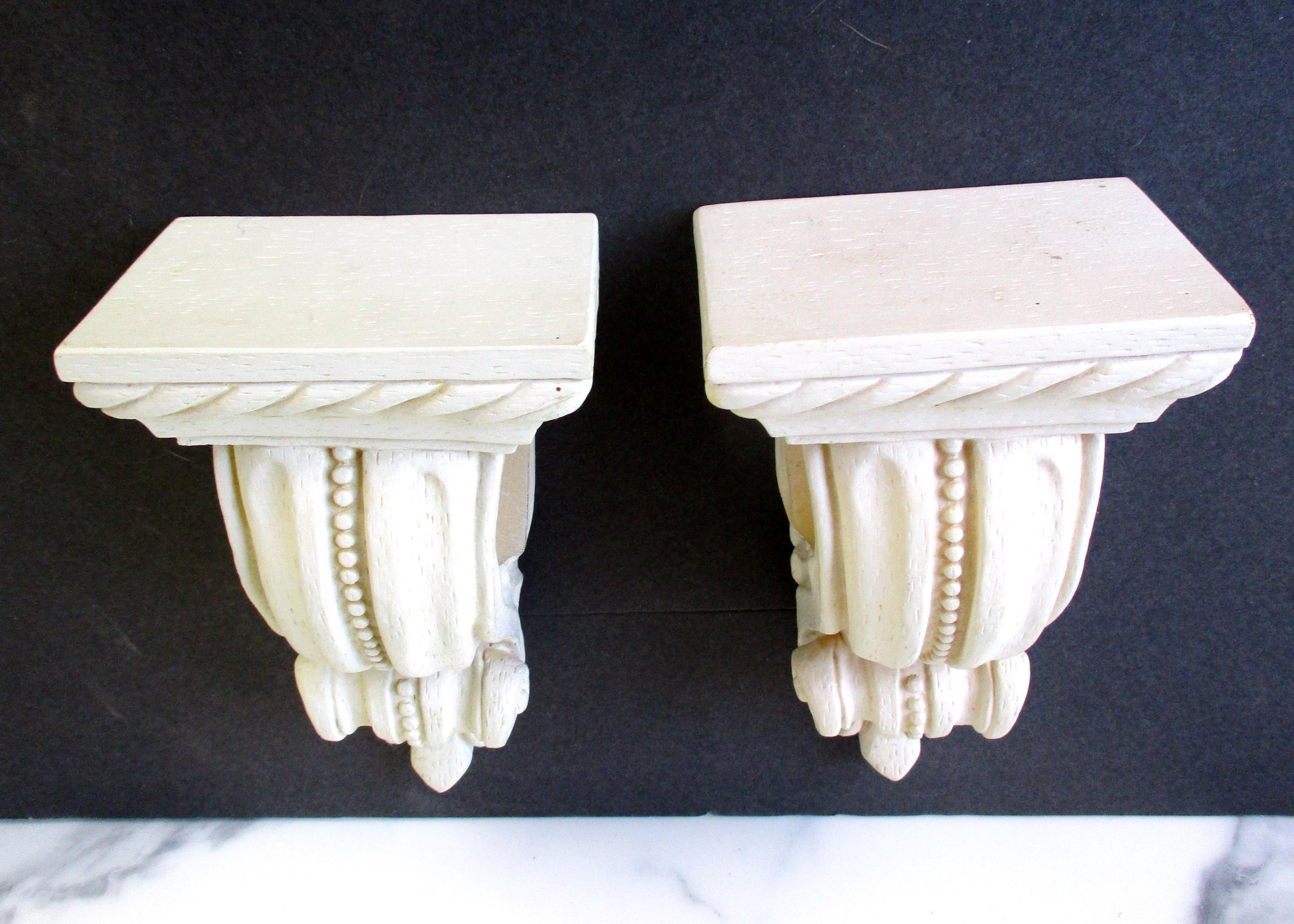 Vintage 2 White Curtain Rod Brackets,8"h" Drapery Corbel,wall Shelf ...