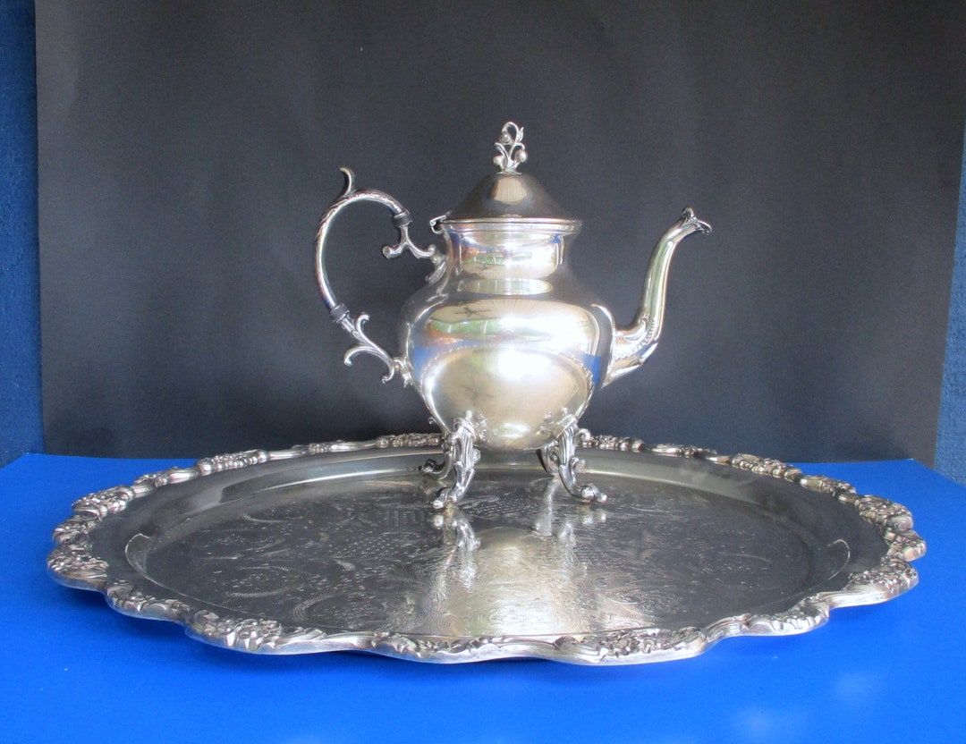 Vintage Silver on Copper Pitcher With Attached Lid,10.5" H Footed ...