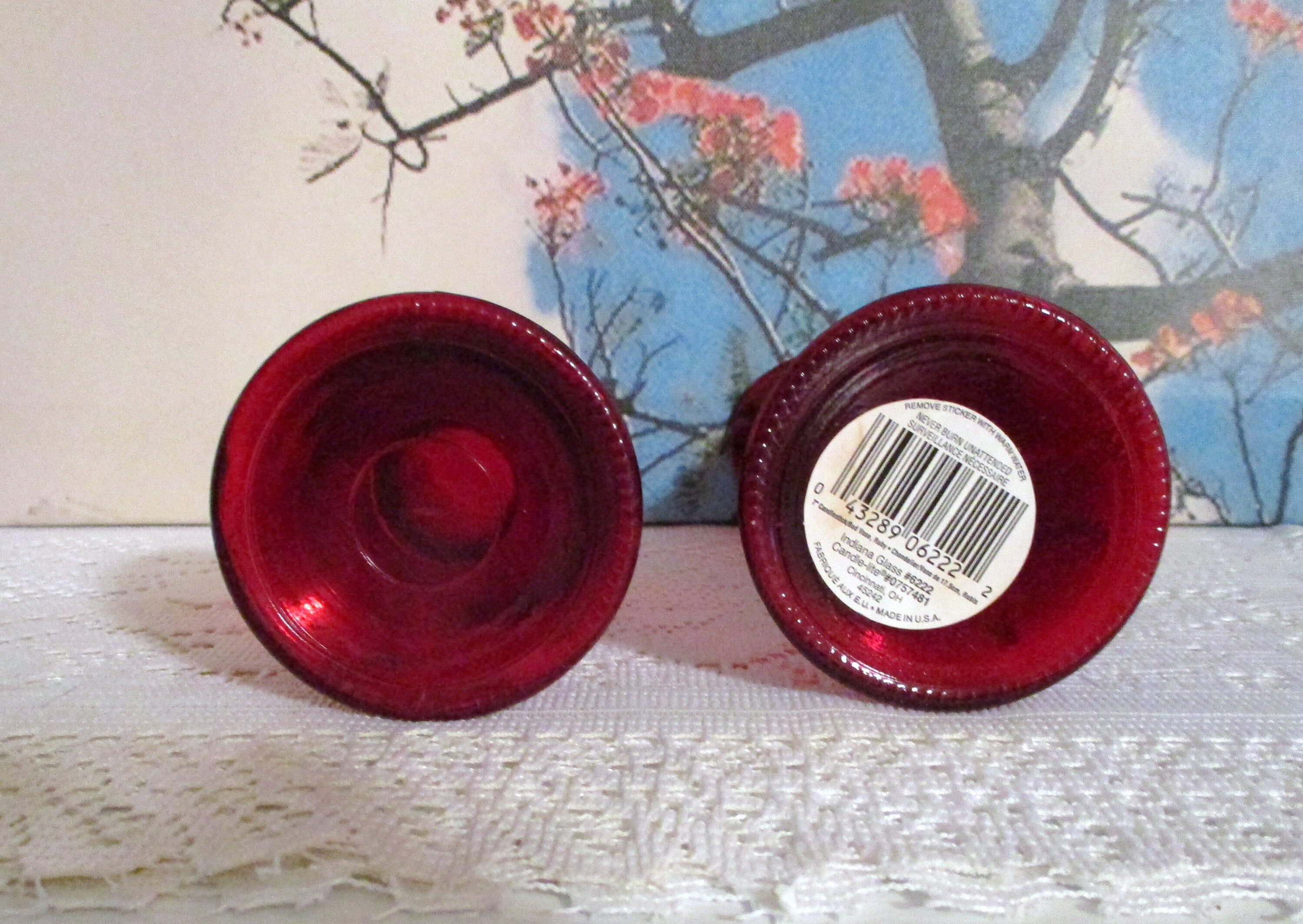 Vintage Set of 2 Red Glass Candlesticks,taper Candle Holder or Vases ...