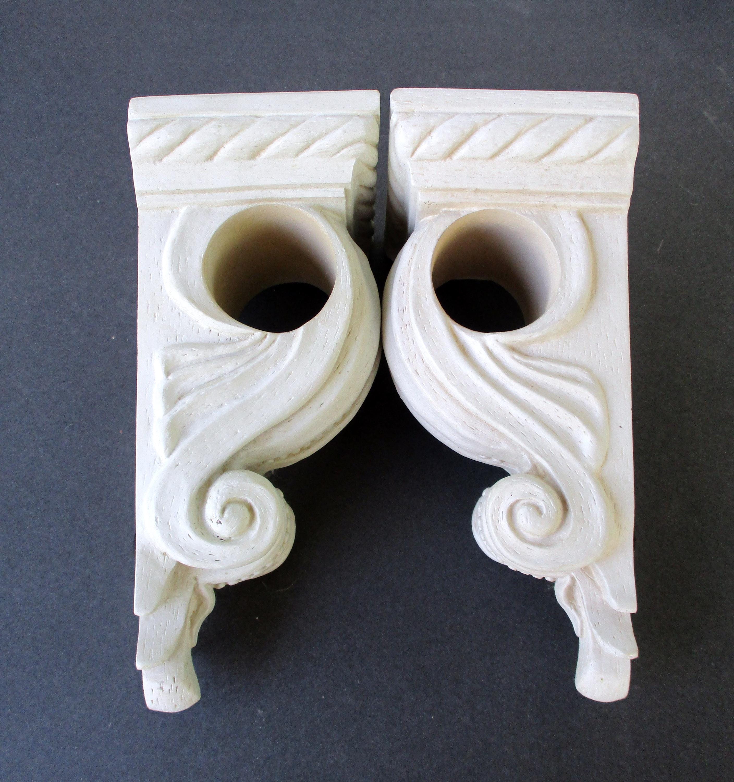 Vintage 2 White Curtain Rod Brackets,8"h" Drapery Corbel,wall Shelf ...
