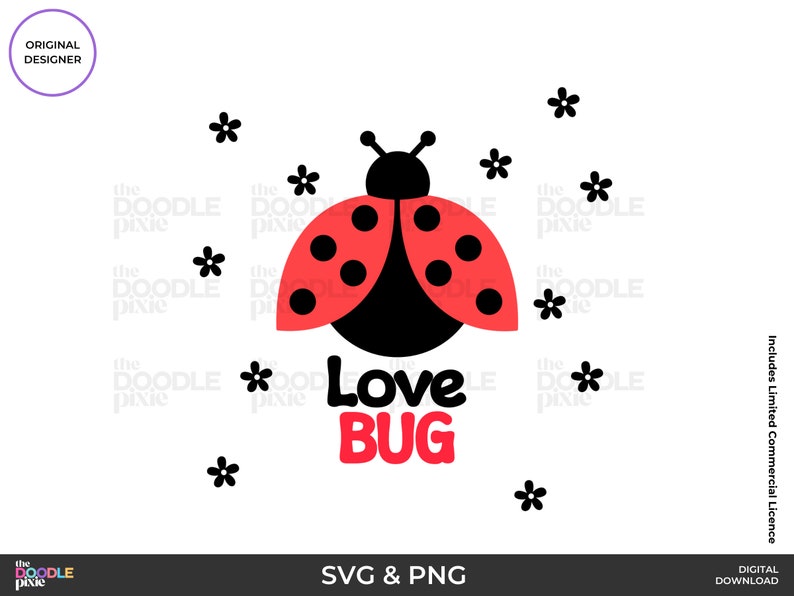 Love Bug SVG, Ladybug Svg, Ladybird Svg, Valentines Love, SVG Design ...