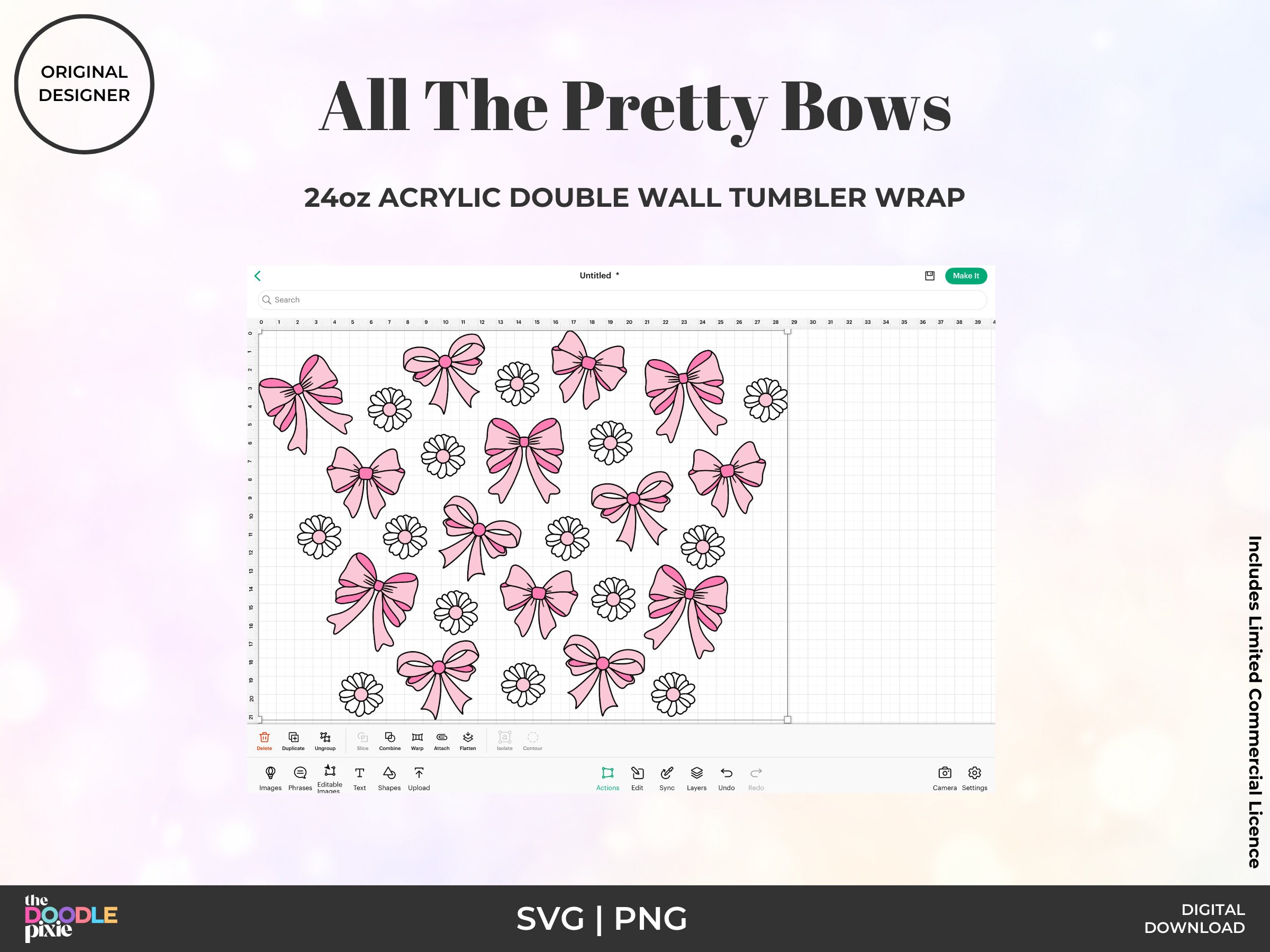 Pretty Bows 24oz Acrylic Tumbler Design, Cute Bows Svg, Flowy Bows Svg, Double Wall Snow Globe ...
