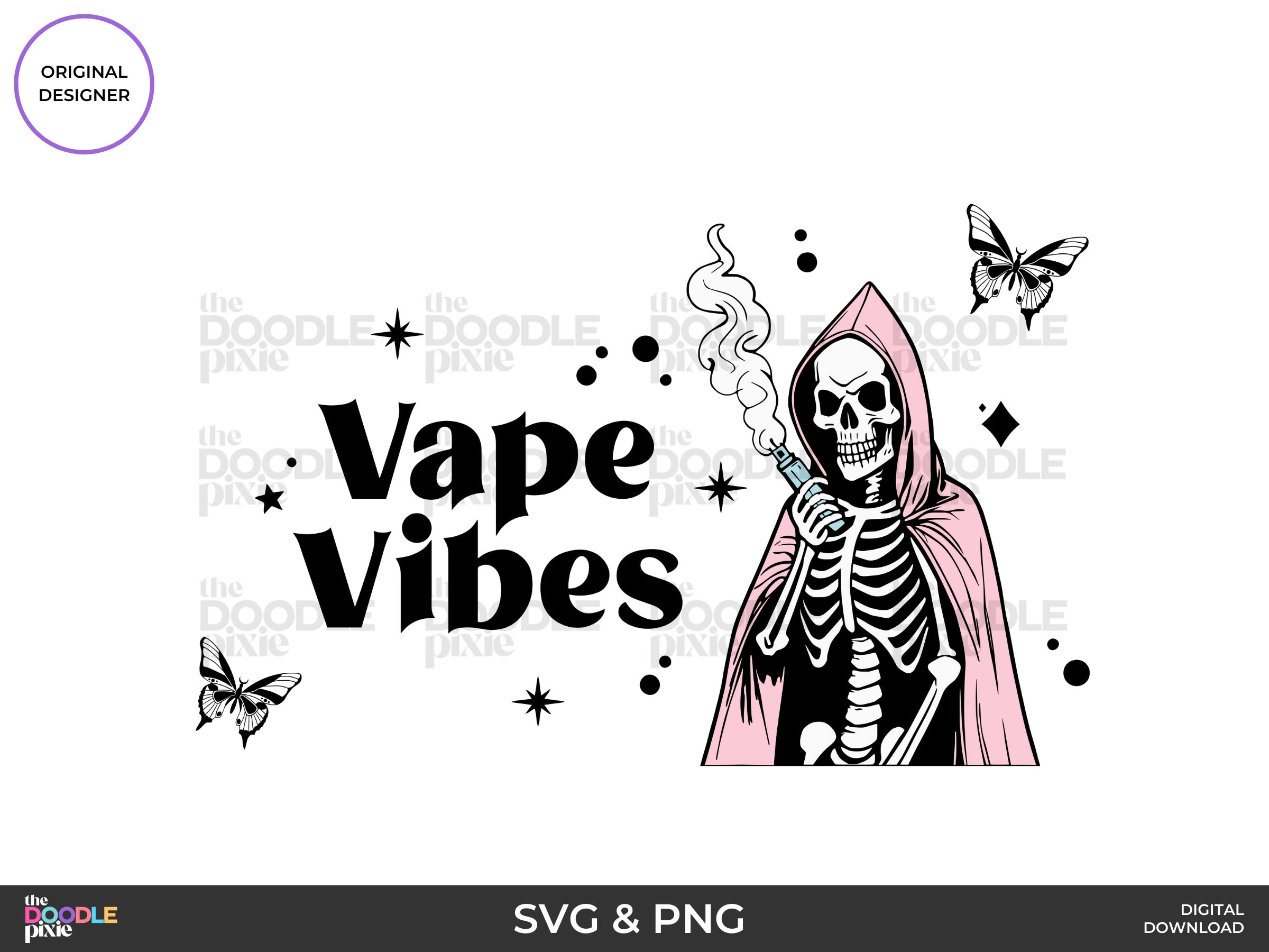 Vape Vibes Skeleton SVG PNG, Funny Vape Svg, Funny Goth Svg, Funny ...