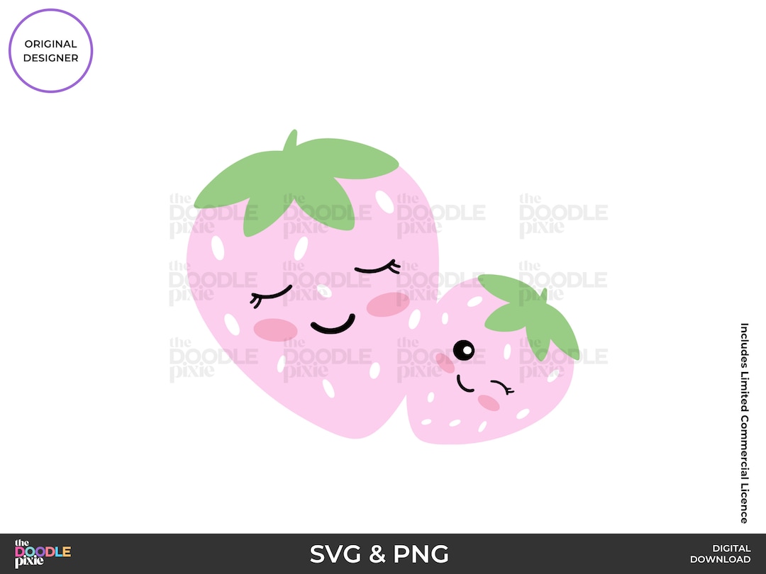 Cute Kawaii Strawberries SVG Design SVG & PNG - Etsy