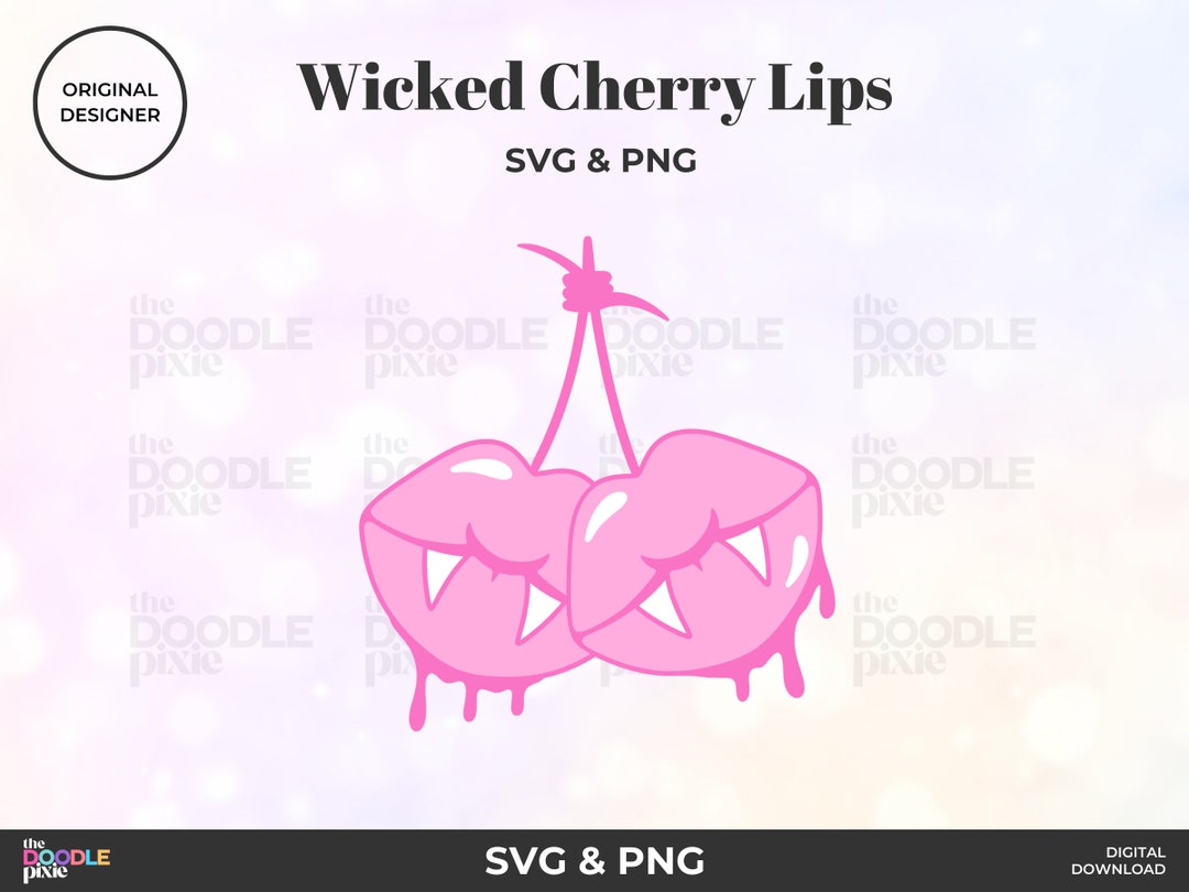 Cherry Lips Vampire Bows SVG, Coquette Cherry Bow SVG, Cute Bow SVG ...
