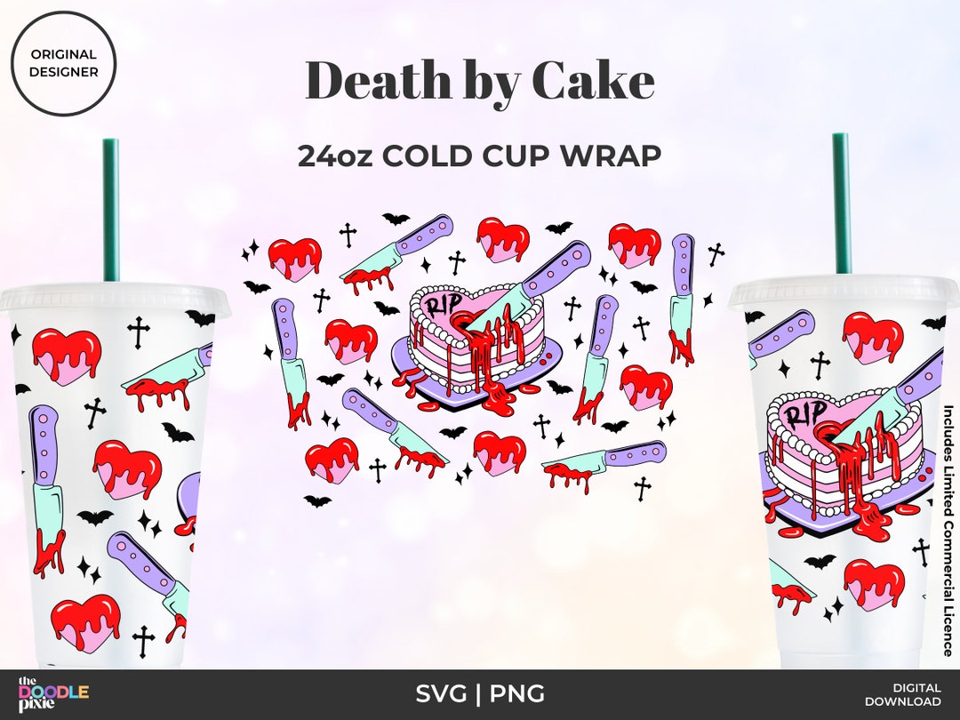 Horror Spooky Blood Cake SVG Cold Cup Design, Death by Cake Svg, Blood ...