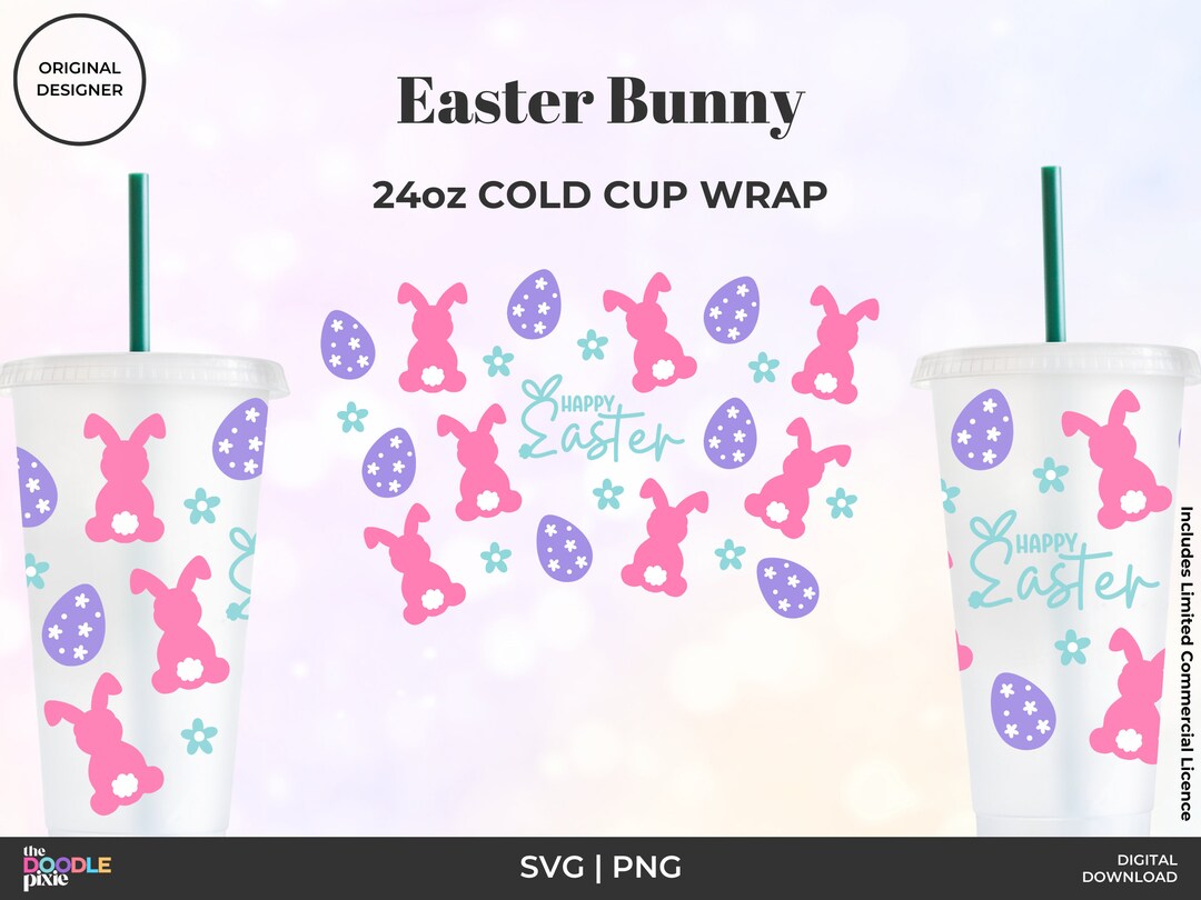 Easter Bunny Cold Cup SVG, Easter Bunny Cold Cup Design SVG PNG, Easter ...
