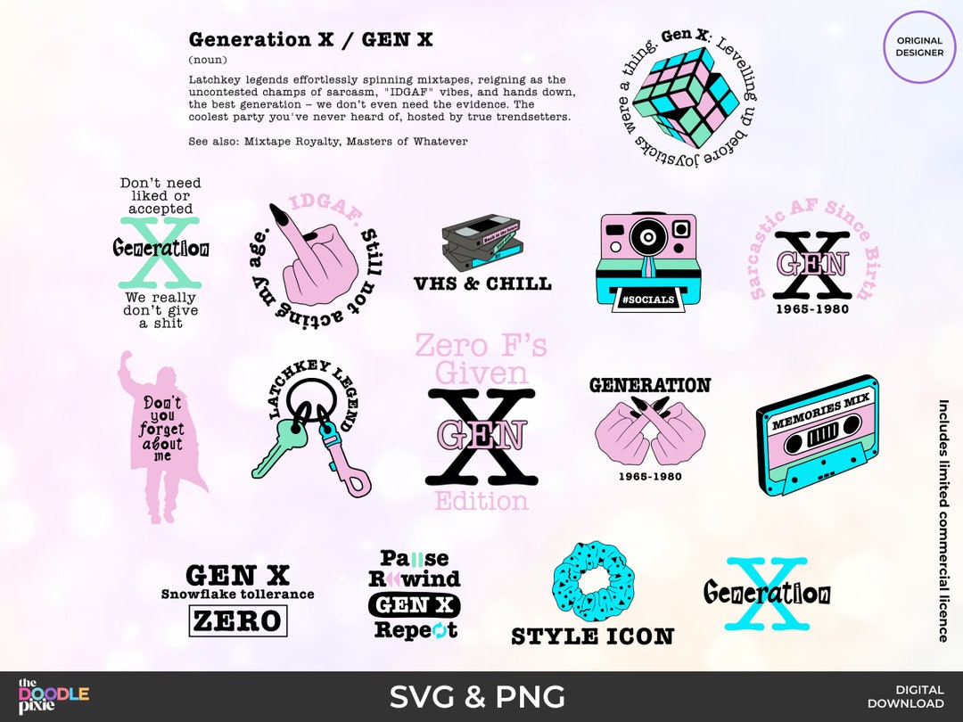 Generation X SVG Bundle, Gen X SVG PNG, 80s Retro Svg, 80s Gen X Png ...
