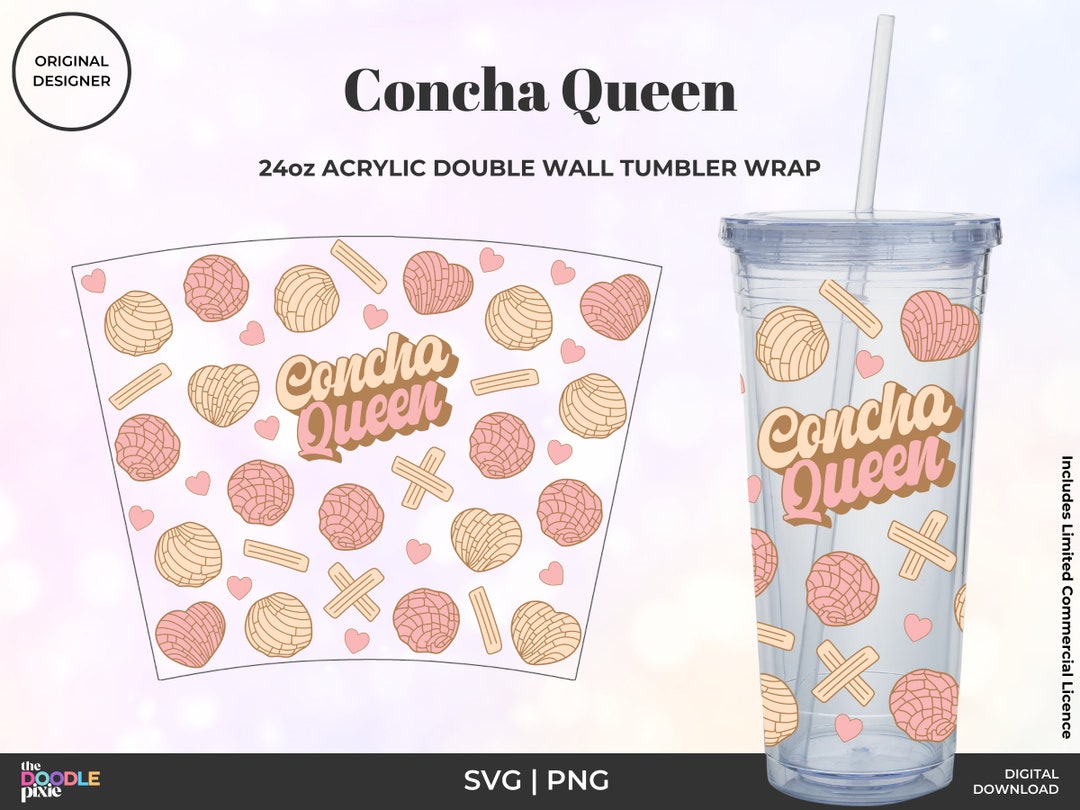 Concha Queen 24oz Acrylic Tumbler Design Svg, Conchas Svg, Cafecito Y ...