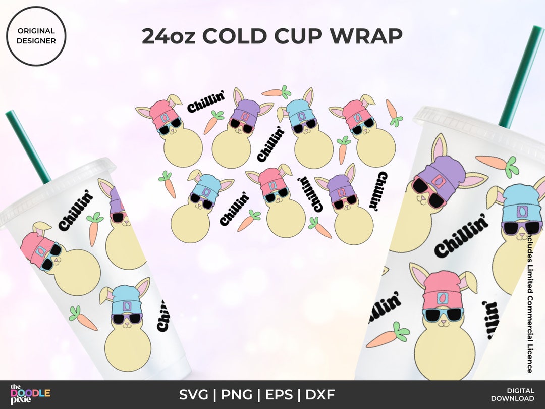 Easter Bunny Chillin With My Peeps SVG, Easter Bunny Cold Cup SVG PNG ...