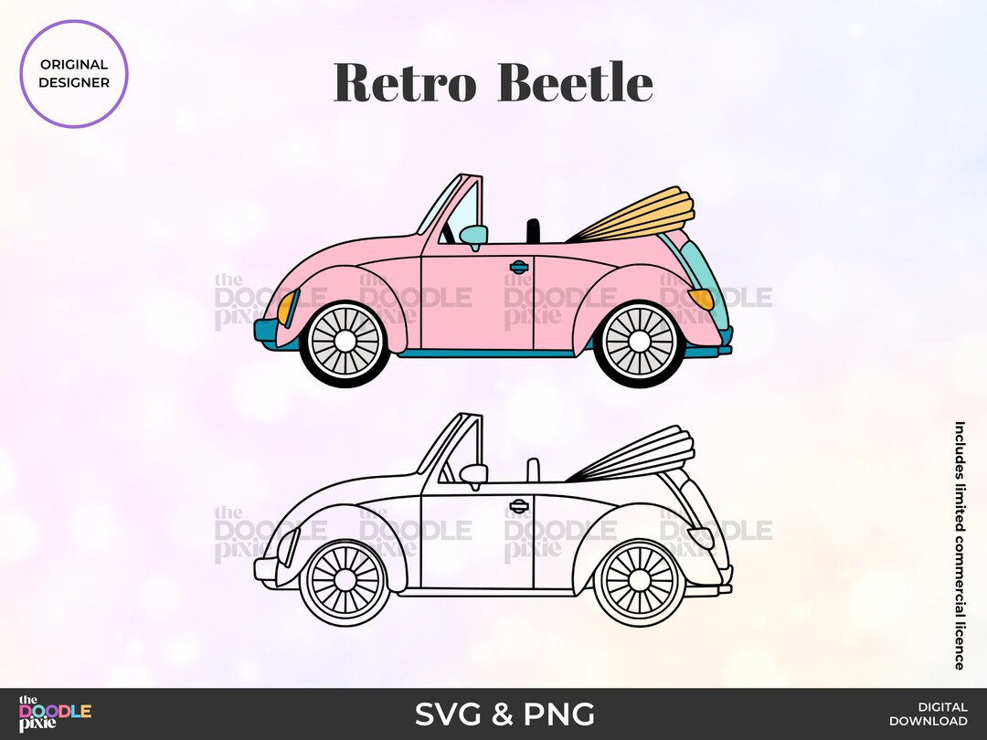 Retro Beetle SVG & PNG, Retro Car Svg, Groovy Car Svg, Love Bug Car Png ...