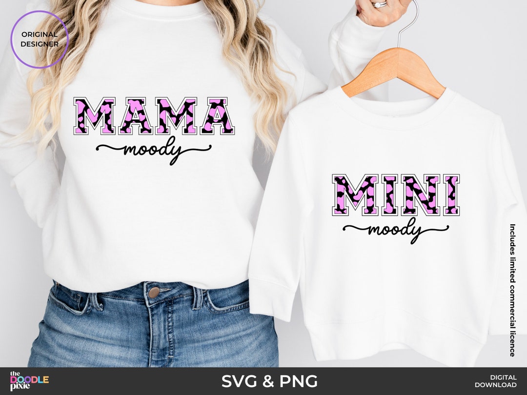 MAMA Moody Svg, MINI Moody Svg, Mama Mini Svg, Moody Cow Design ...