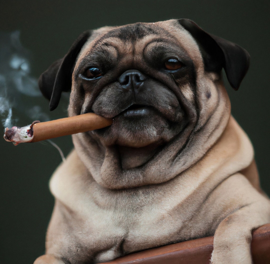 Smoking Pug Digital Art AI Generated Wall Art AI Art - Etsy