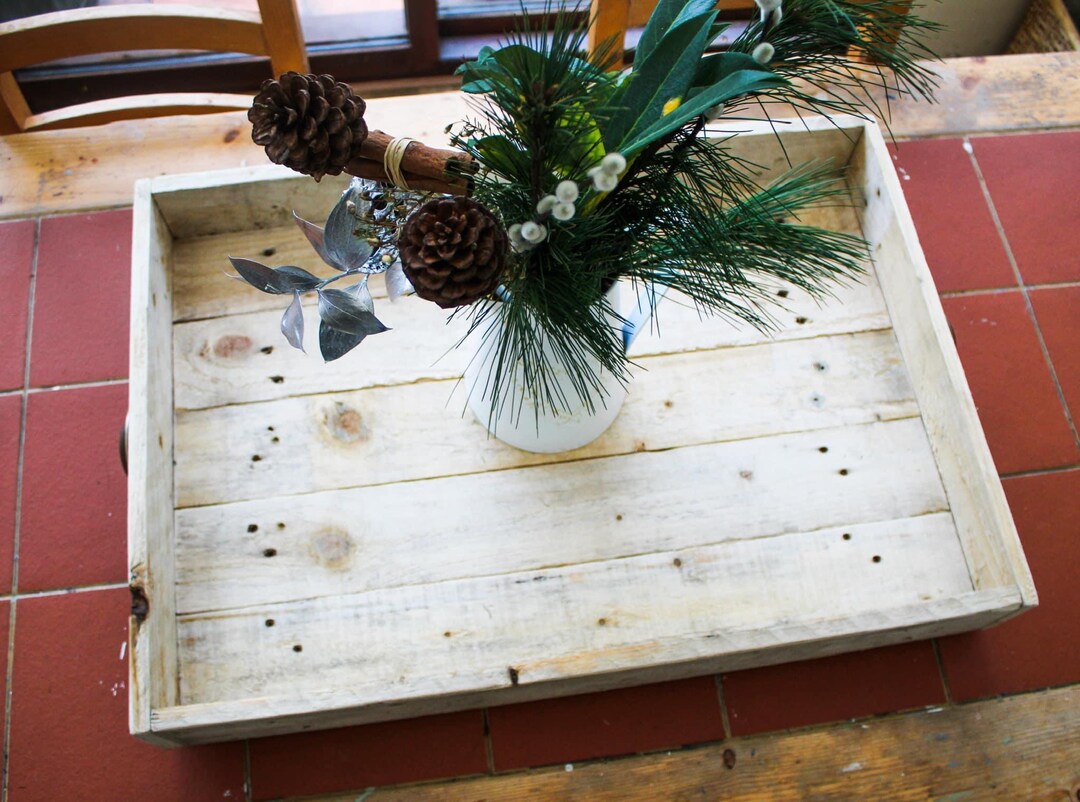 Rustic Wooden Tray With Handles - Etsy UK