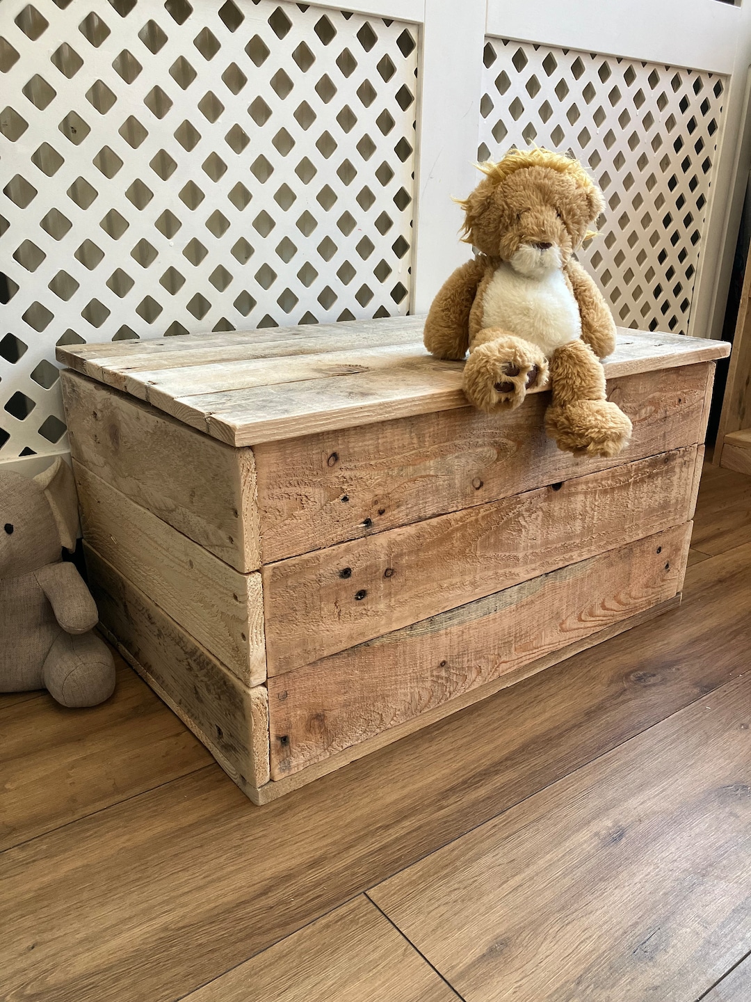 Rustic Wooden Storage Box With Hinged Lid. - Etsy UK