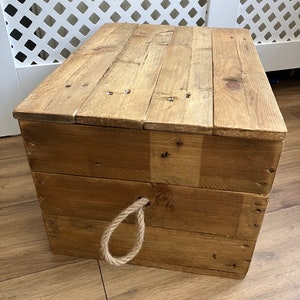 Rustic Storage Box With Rope Handles - Etsy UK