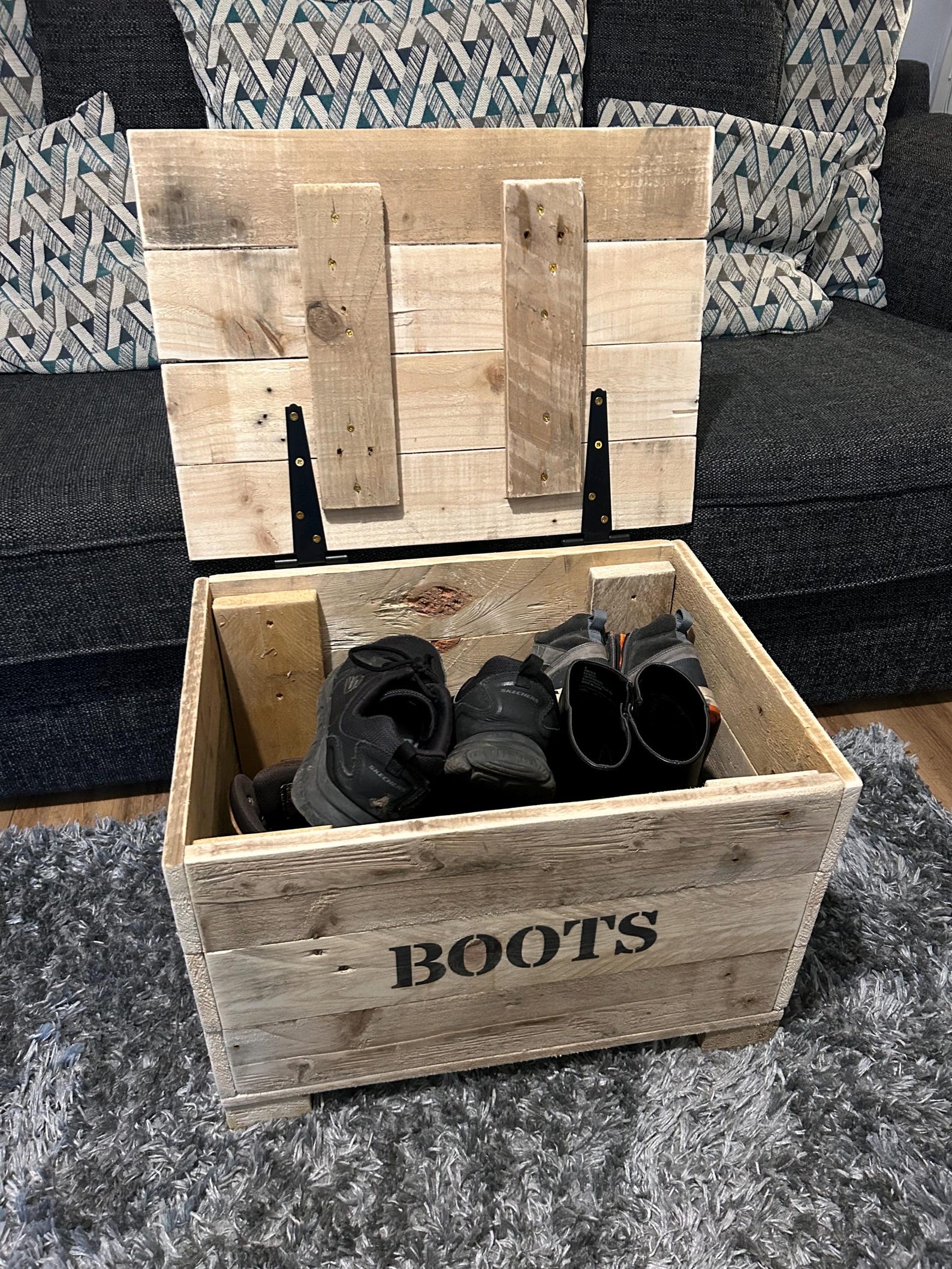 Rustic “boots” Storage Box With Hinged Lid and Chunky Feet. - Etsy UK