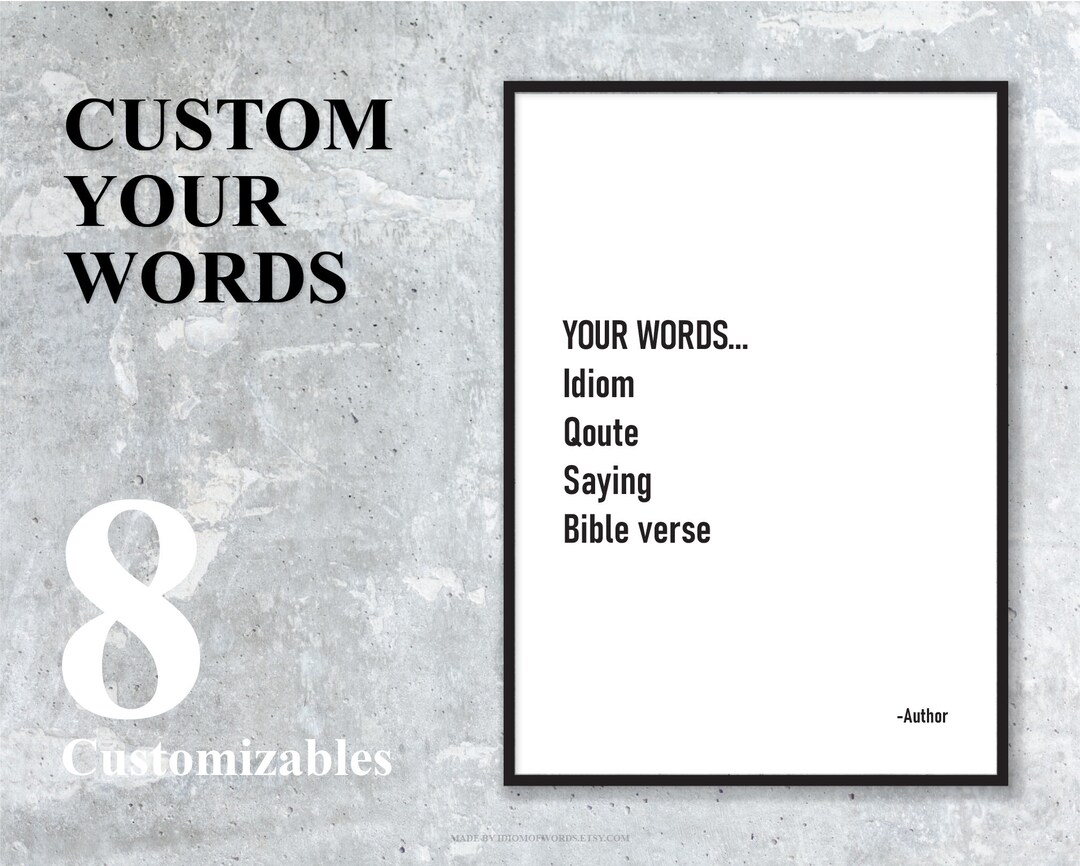 Personalized Custom Printable Typography Wall Art Poetry Quotes Idiom ...
