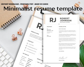 Classic Resume Template - Instant Download - Professional and Modern CV ...
