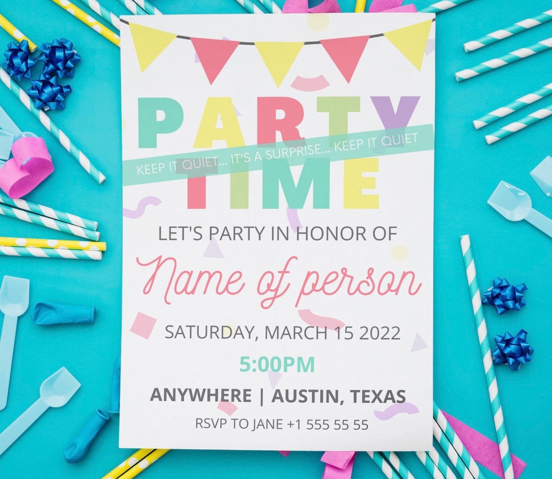 Colorful Party Invitation Template - Etsy