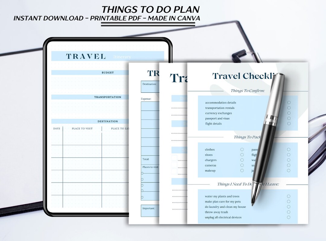 Printable Holiday Travel Planner Template | Trip Itinerary Planner ...