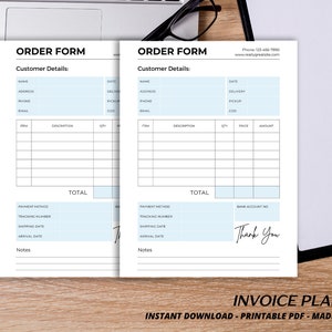 Sky Blue and White Minimalist Invoice .pdf Editable Canva Template for ...