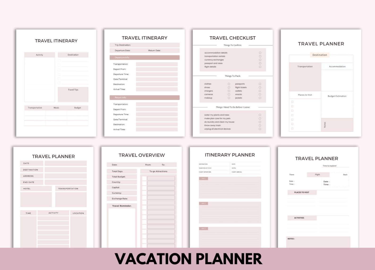 Editable Travel Planner Template | Trip Itinerary Planner | Canva ...
