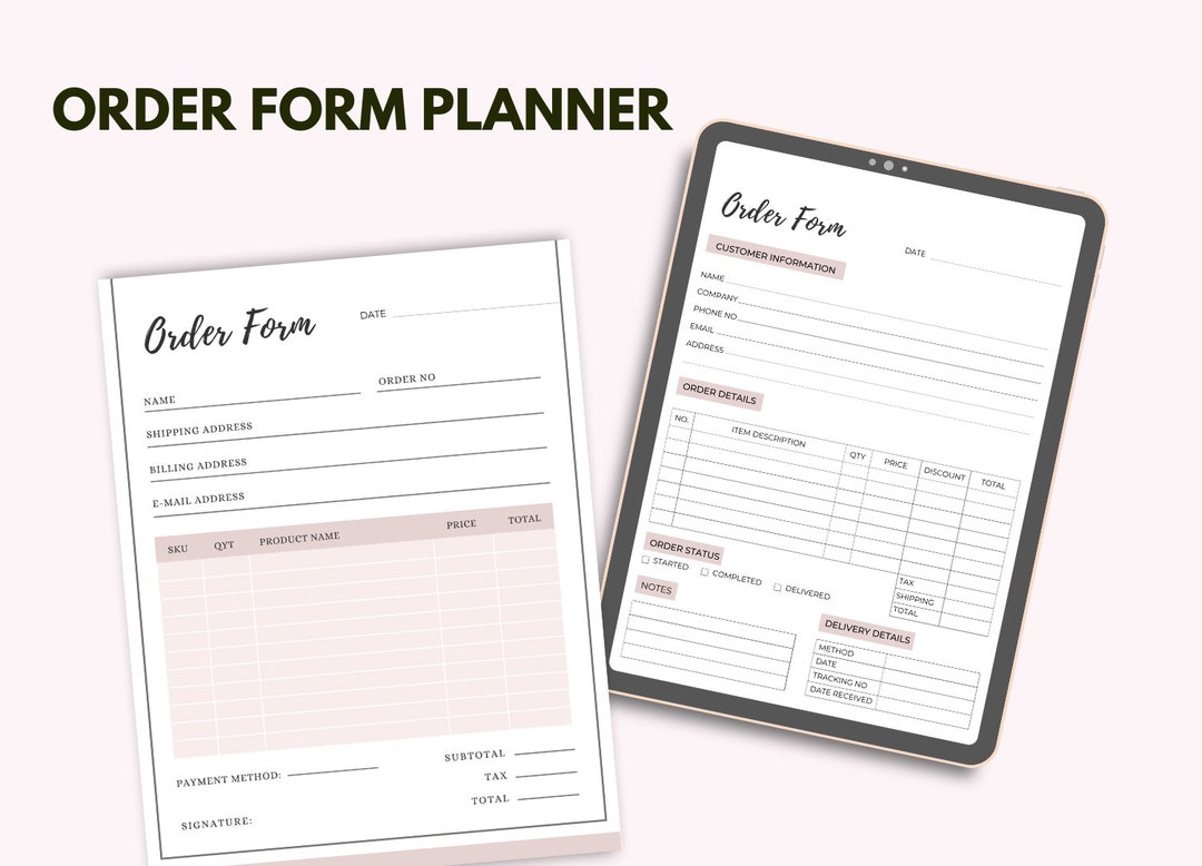 Order Form Tracker, Daily Weekly Monthly Planner, Saving, Productivity ...