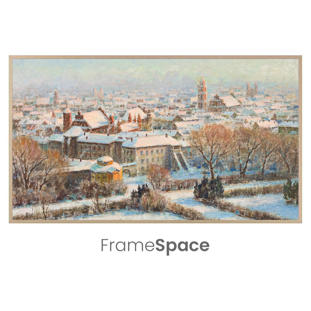 Samsung Frame TV Art 8K | Lithuanian Winter Cityscape | Snowy Winter ...