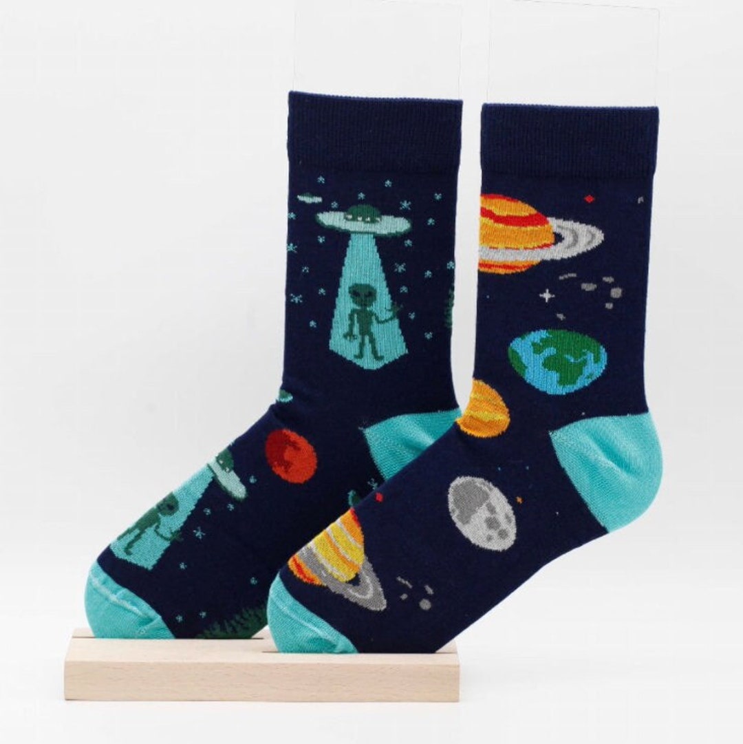 Extraterrestrial UFO Aliens Planets Universe Unisex Socks, Funny Socks ...