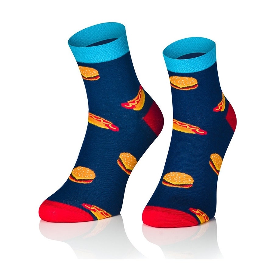 Tasty Burger Hot Dog Cheeseburger Unisex Socks, Funny Socks, Birthday ...