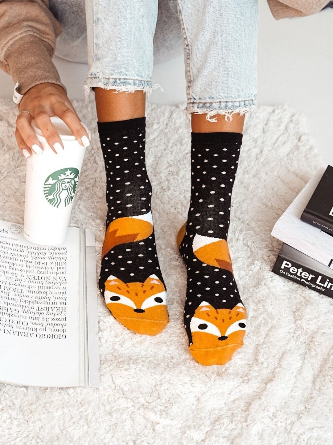 Fox Socks Cute Foxes, Funny Socks, Cozy Socks, Crazy Socks, Colorful ...