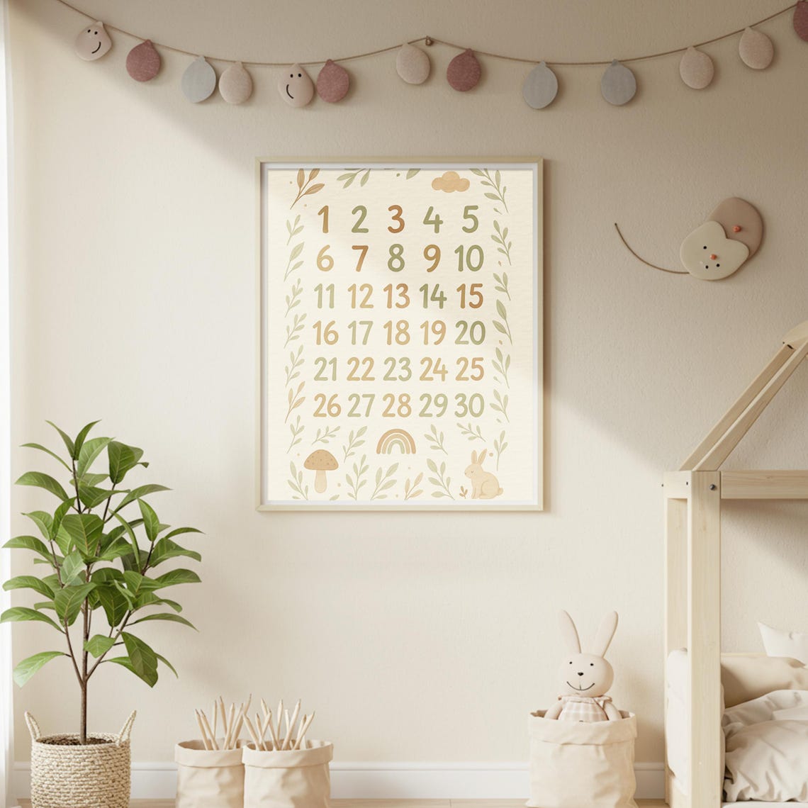 1-30 Number Chart for Kids | Art Prints | Minimalist Home Decor ...
