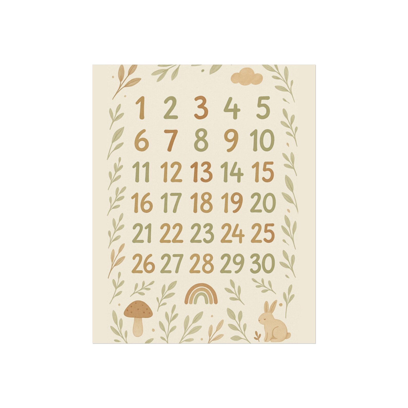 1-30 Number Chart for Kids | Art Prints | Minimalist Home Decor ...