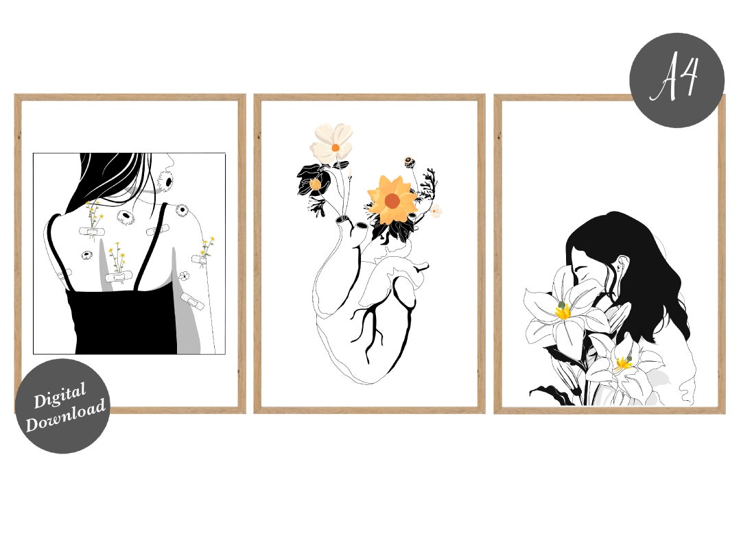Set of 3 Flower Girl Selfprint, Prints, Flower Girl Decor, Gallery Wall ...