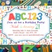 ABC Alphabet Birthday Invitation Personalized Made to Order Kids Party ...