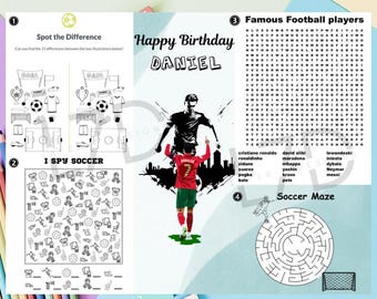 Ronaldo-themed Birthday Activity Sheet, Football or Soccer Party Games ...
