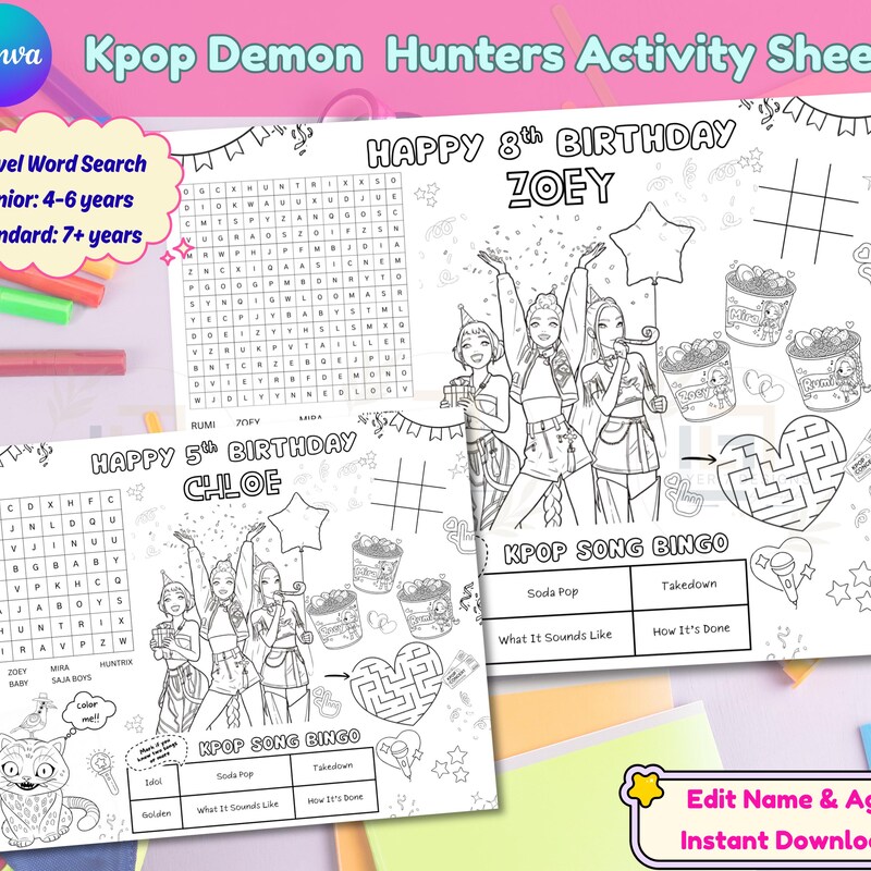 Huntrix Coloring Pages - Etsy