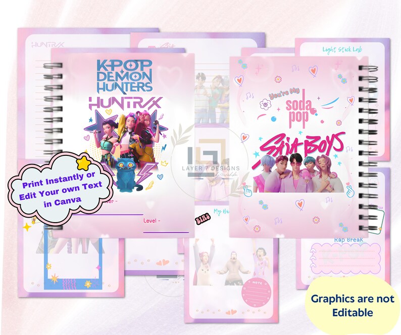Kpop Demon Hunter Journal | Huntrix & Saja Boys Diary | Printable Kids ...