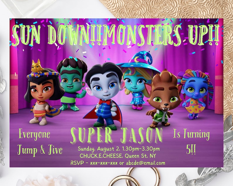 Super Monsters Birthday Party Invitation - Personalized | Canva ...