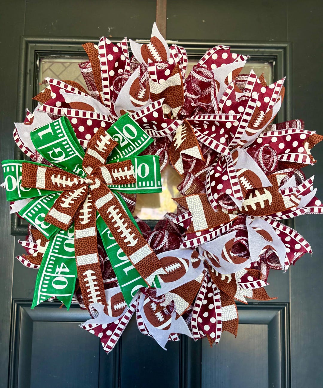 Maroon & White Football Wreath: Team Spirit Fall Decor - Etsy