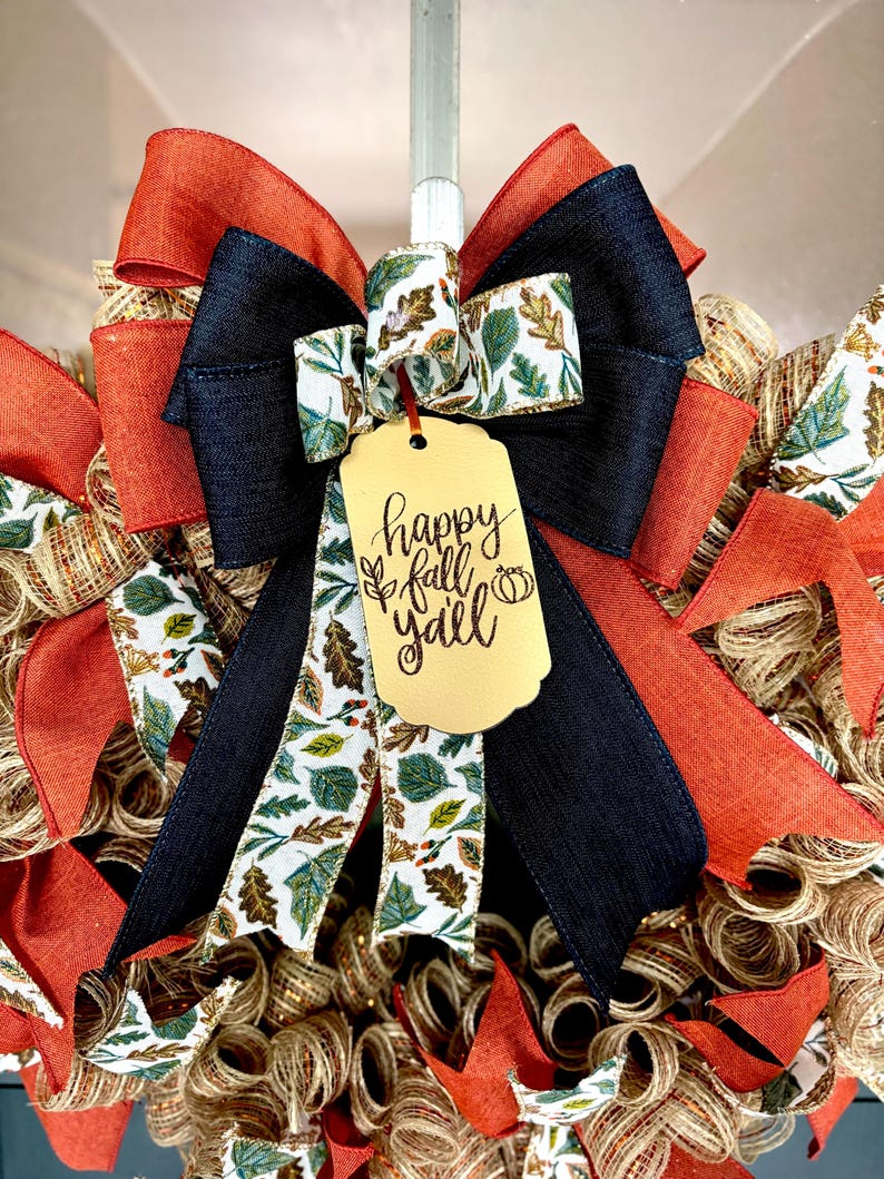 Fall Wreath, Fall Door Hanger, Deco Mesh Wreath, Autumn Wreath, Happy ...