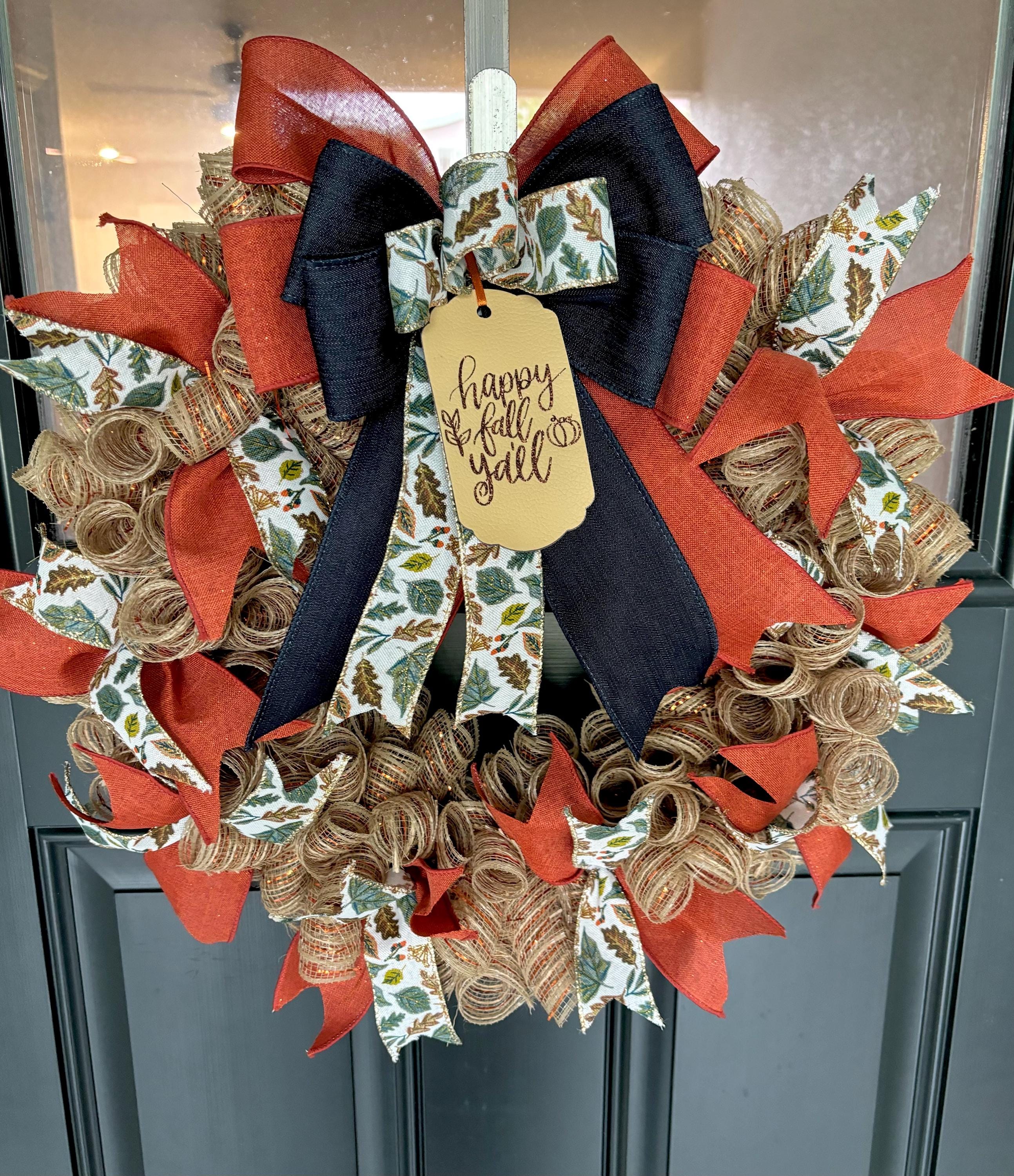 Fall Wreath, Fall Door Hanger, Deco Mesh Wreath, Autumn Wreath, Happy ...