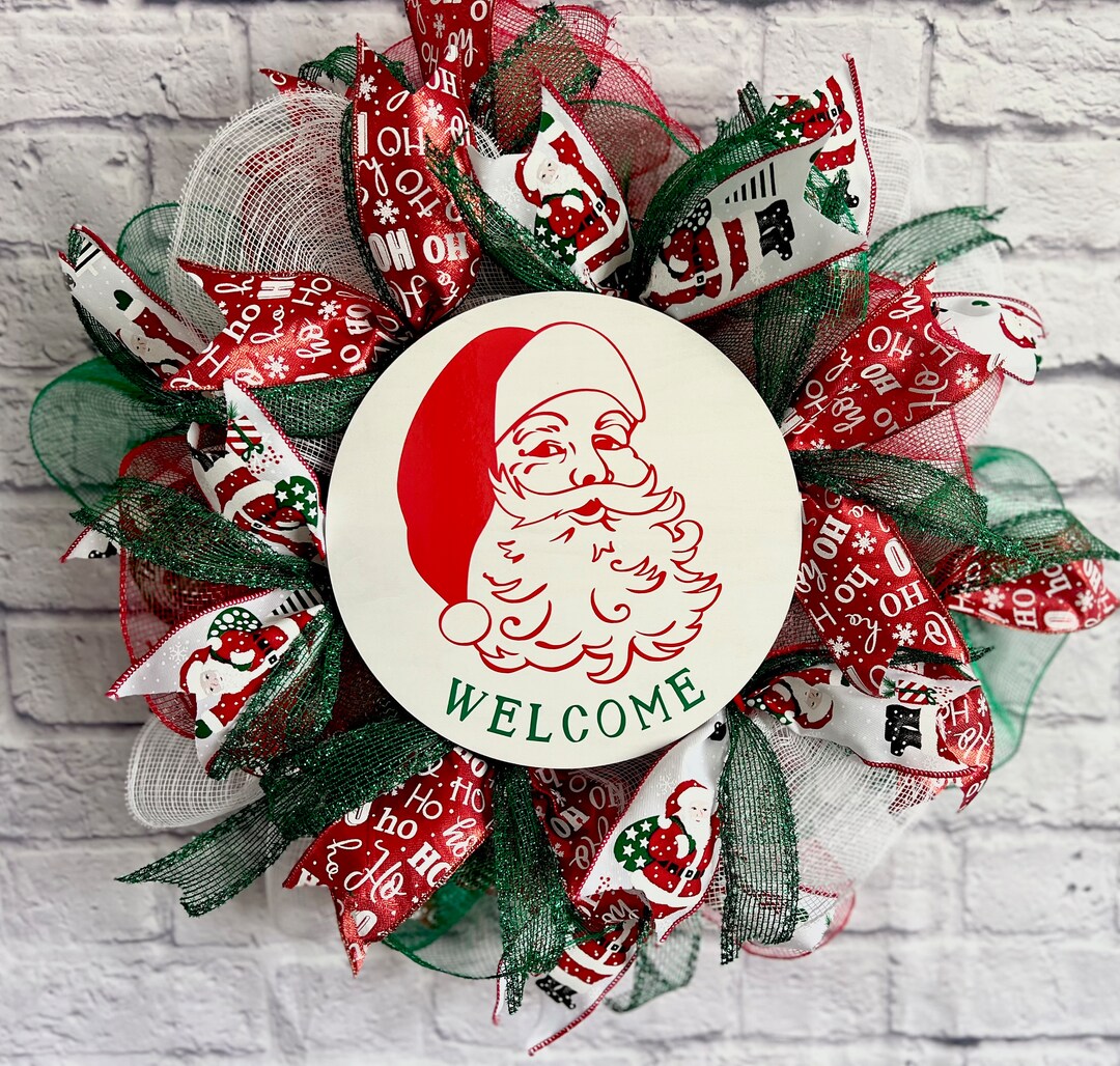 Santa Welcome Wreath - Etsy