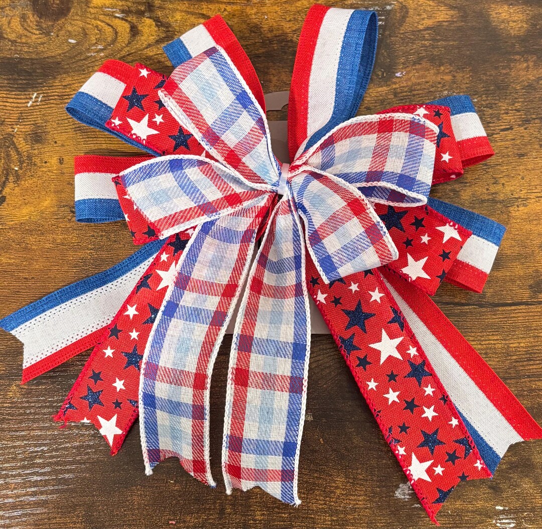 Patriotic Bow, Wreath Bow, Accent Bow, Bow for Door Hanger, Decorative ...
